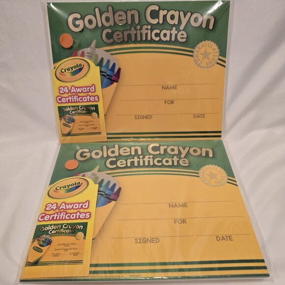 Crayola | Toys | Crayola Golden Crayon Certificate Pack With 24 Award ...